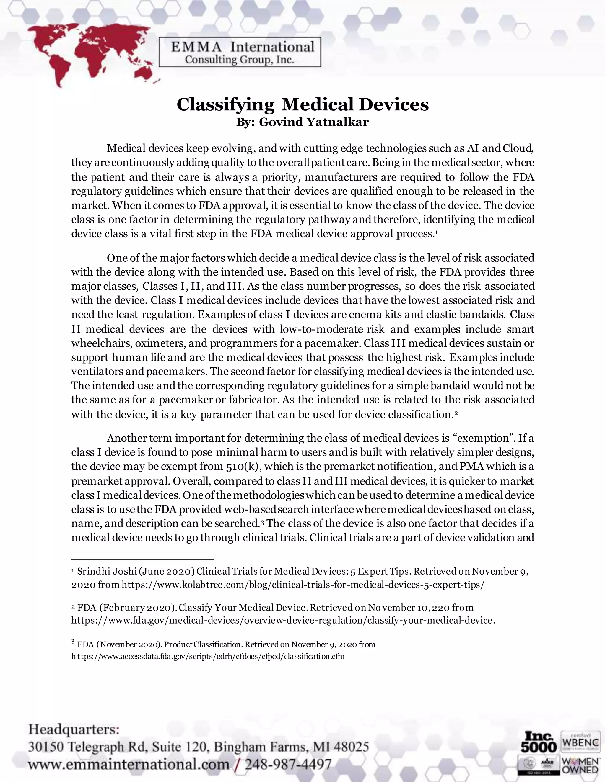 Classifying Medical Devices | DOCX