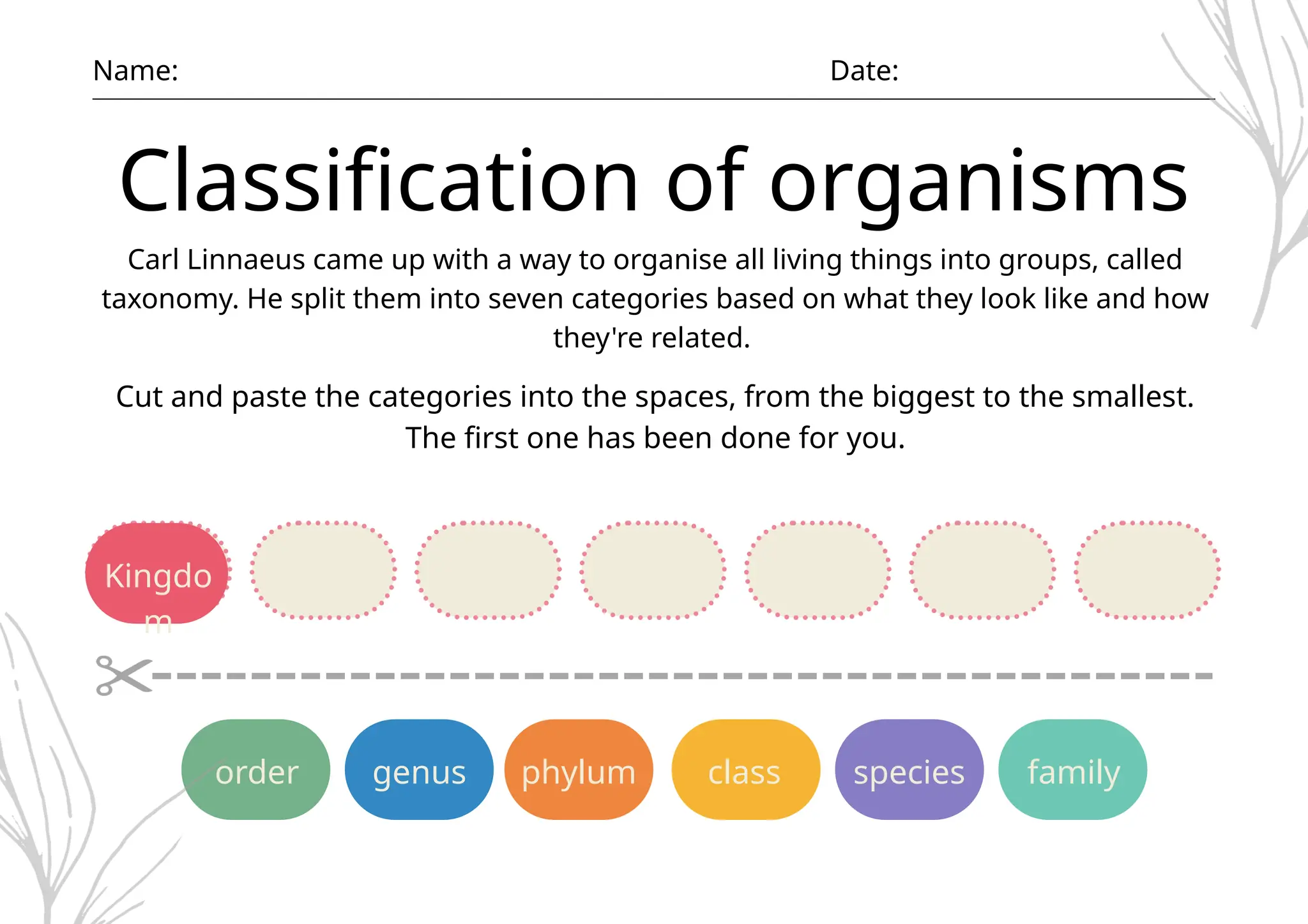 Classifying Organisms Digital and Printable Taxonomy Worksheet .pptx