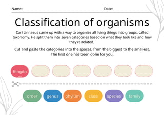 Classifying Organisms Digital and Printable Taxonomy Worksheet .pptx