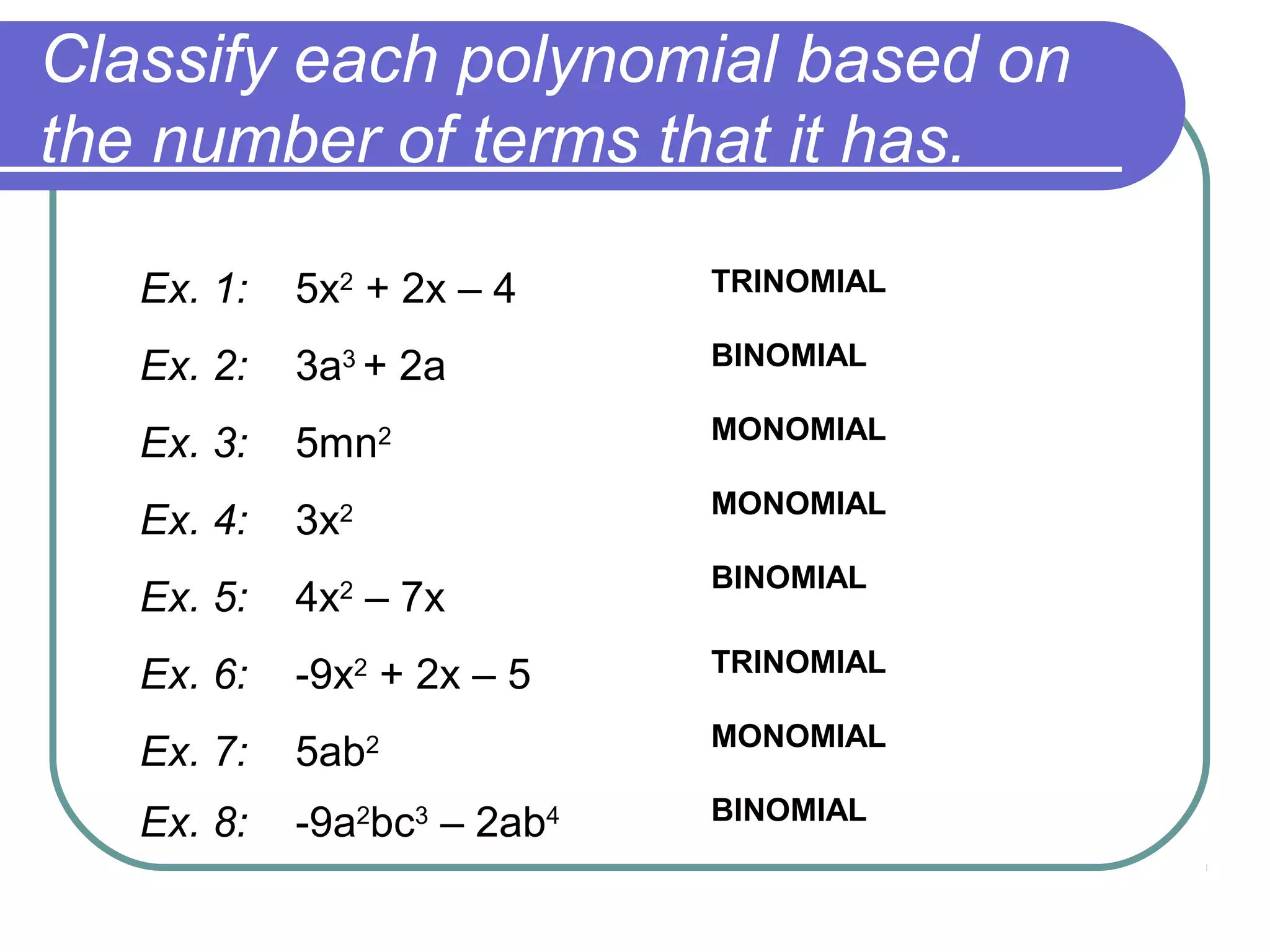 Classifying polynomials | PPT