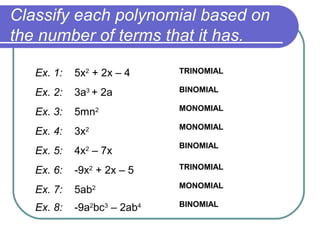 Classifying polynomials | PPT