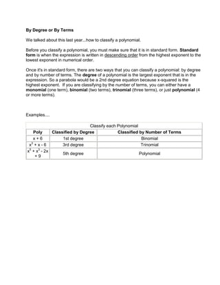 Classifying polys | DOCX | Technology & Computing
