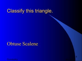 Classifying triangles (geometry) | PPT