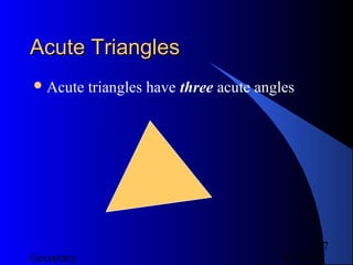 Classifying triangles (geometry) | PPT