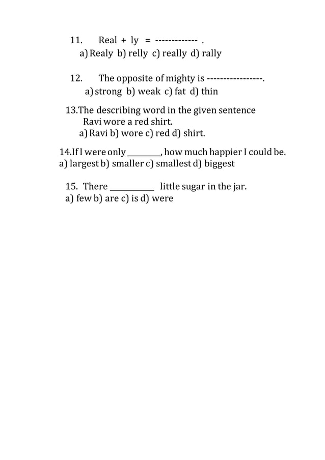 Class iii english SLATE PAPER | DOCX