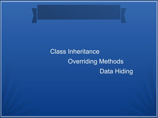 Class inheritance 13 session - SHAN | PPT | Programming Languages | Computing