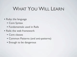 Ruby on Rails Class intro | PPT