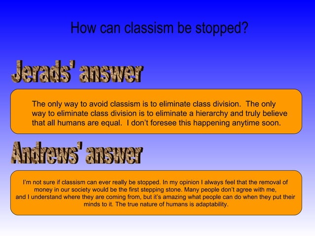 Classism | PPT | Debated Sensitive Social Issues | Sensitive Topics