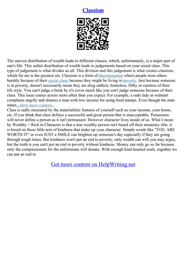 Classism Essay | PDF
