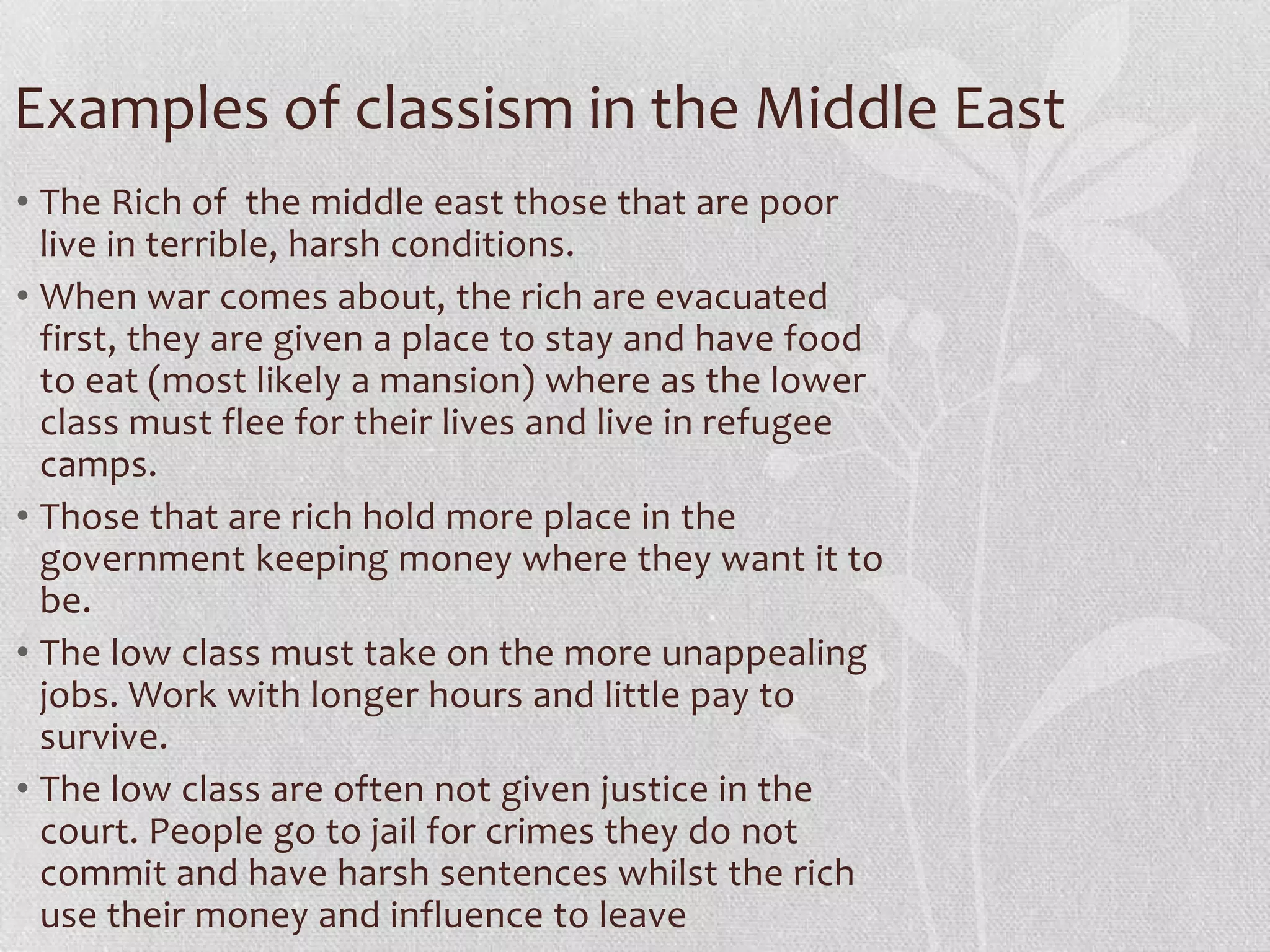 Classism in asia and the middle east | PPTX