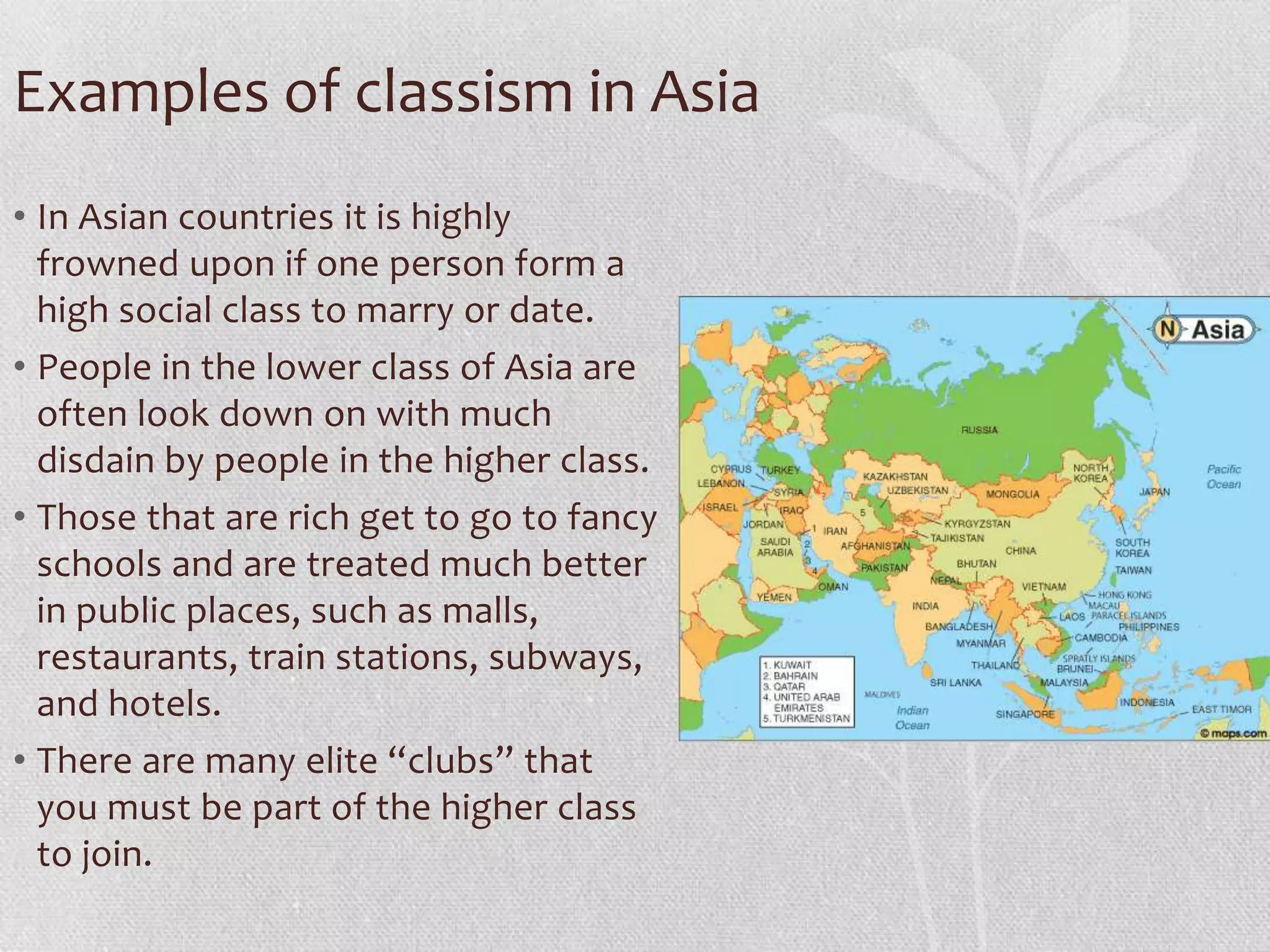 Classism in asia and the middle east | PPTX