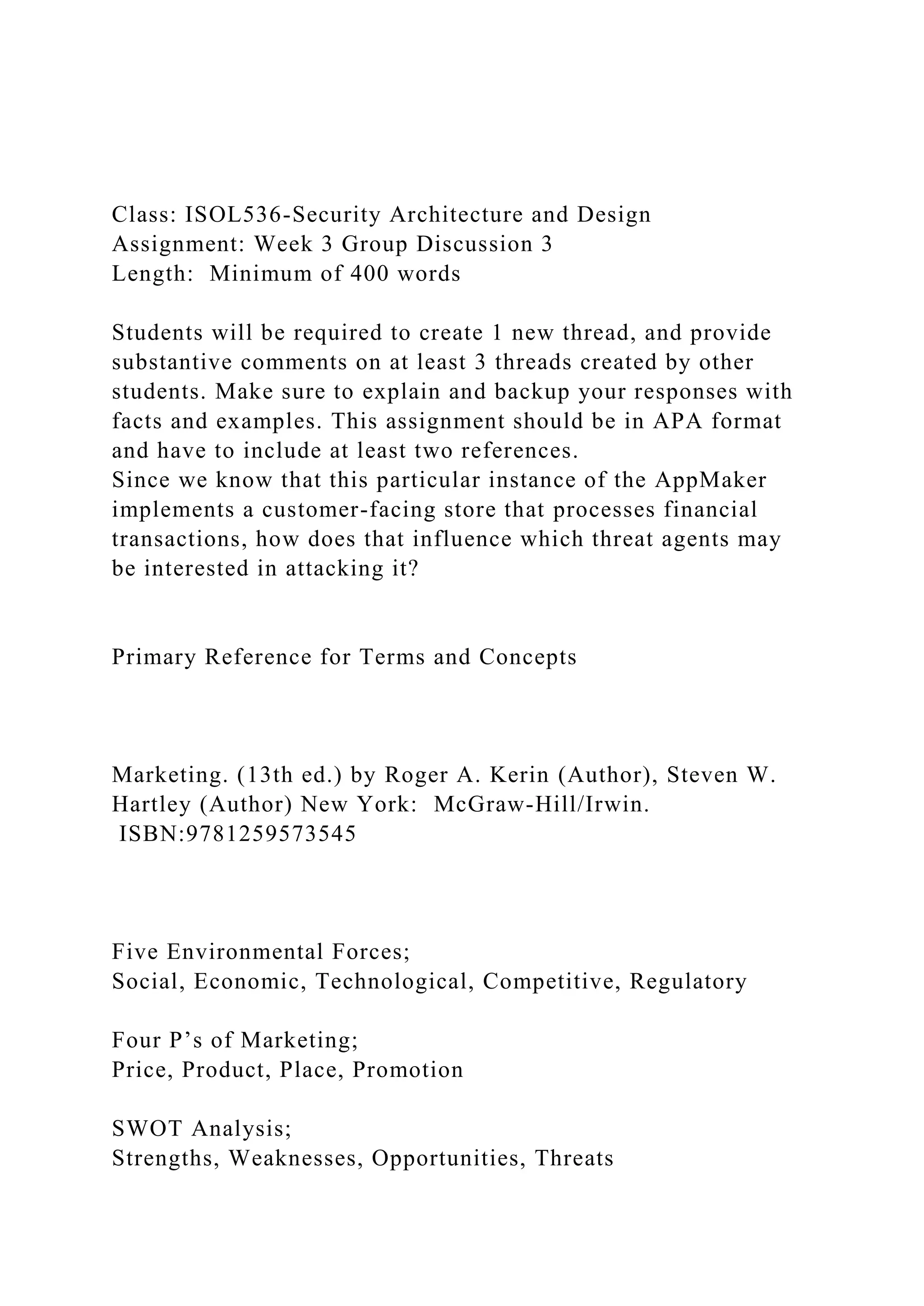 Class ISOL536-Security Architecture and Design Assignment We.docx | Marketing and Advertising ...