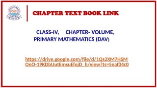 Class iv mathematics volume chapter ppt | PPTX