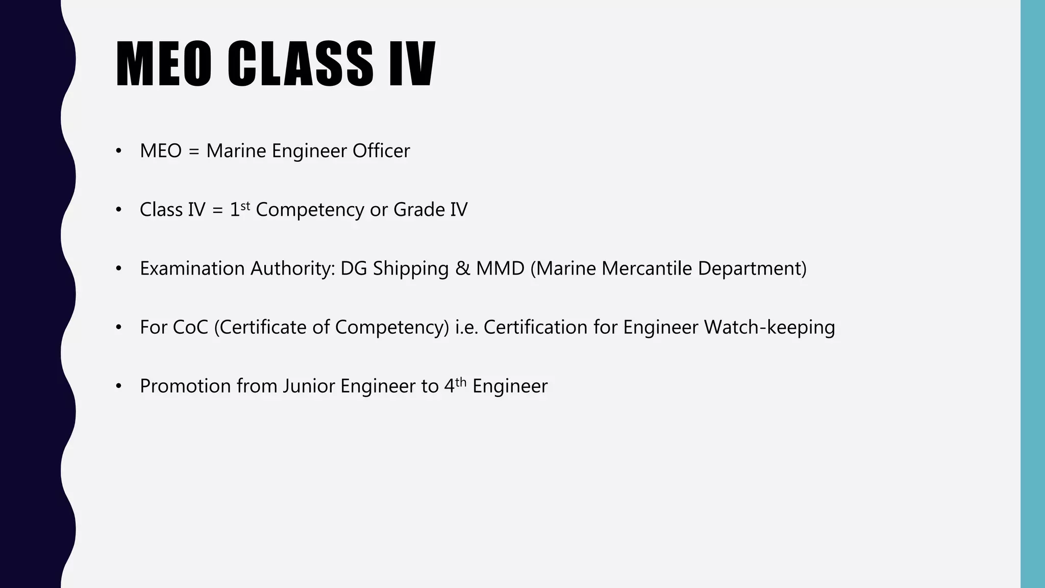 MEO Class 4 Examination | PPTX