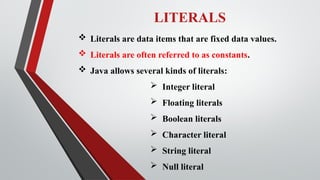 Computer Applications - Java - Values & Data Types | PPTX