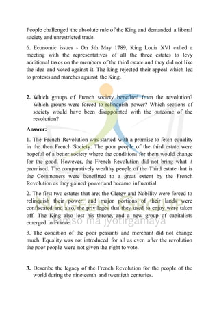 Class 9 History NCERT Solution Chapter 1 The French Revolution | PDF