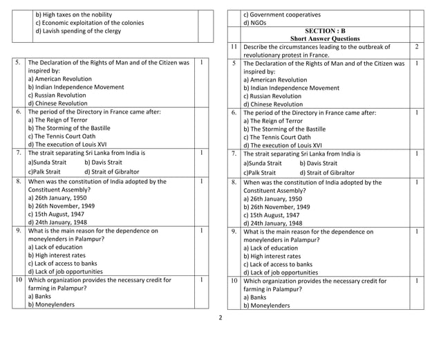 class ix question paper of social science | PPT