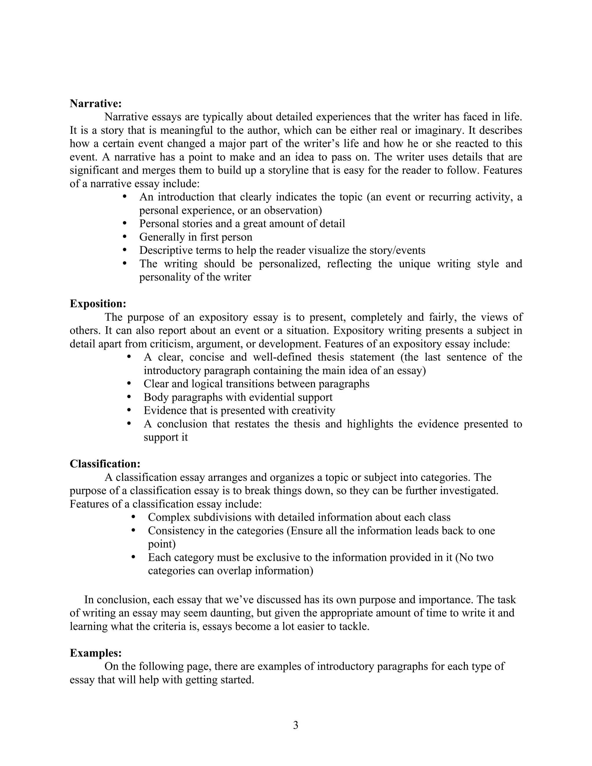Class lecture ii types of essays | PDF