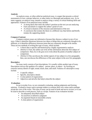 Class lecture ii types of essays | PDF