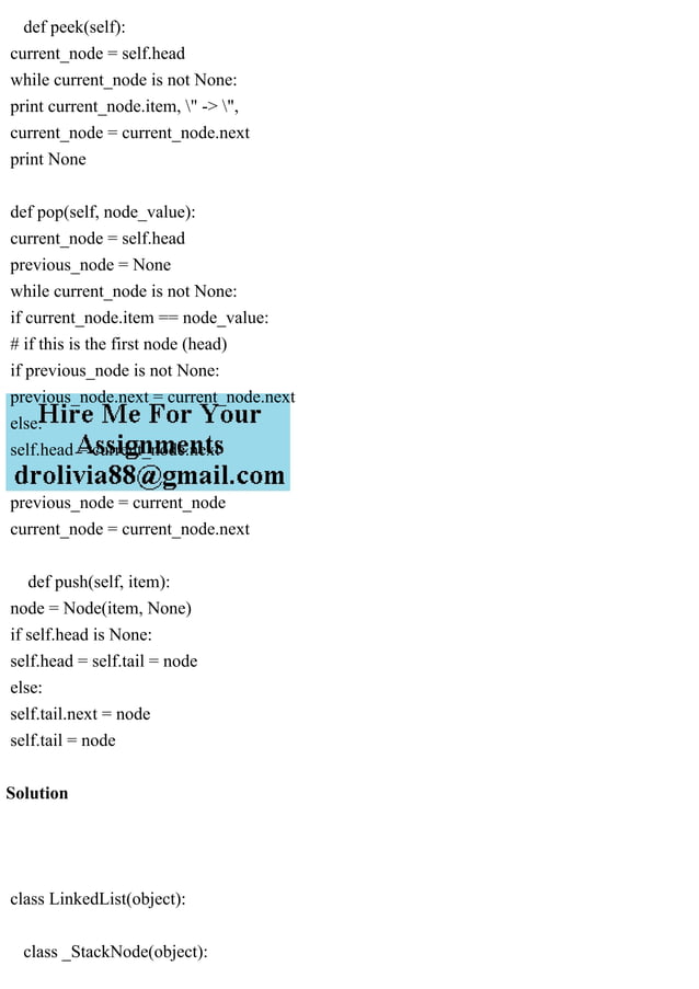 Class Linkedlist Object Class Stacknode Object Pdf