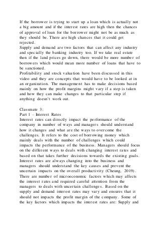 Classmate 1Part 1The change in interest rates greatly impact | PDF