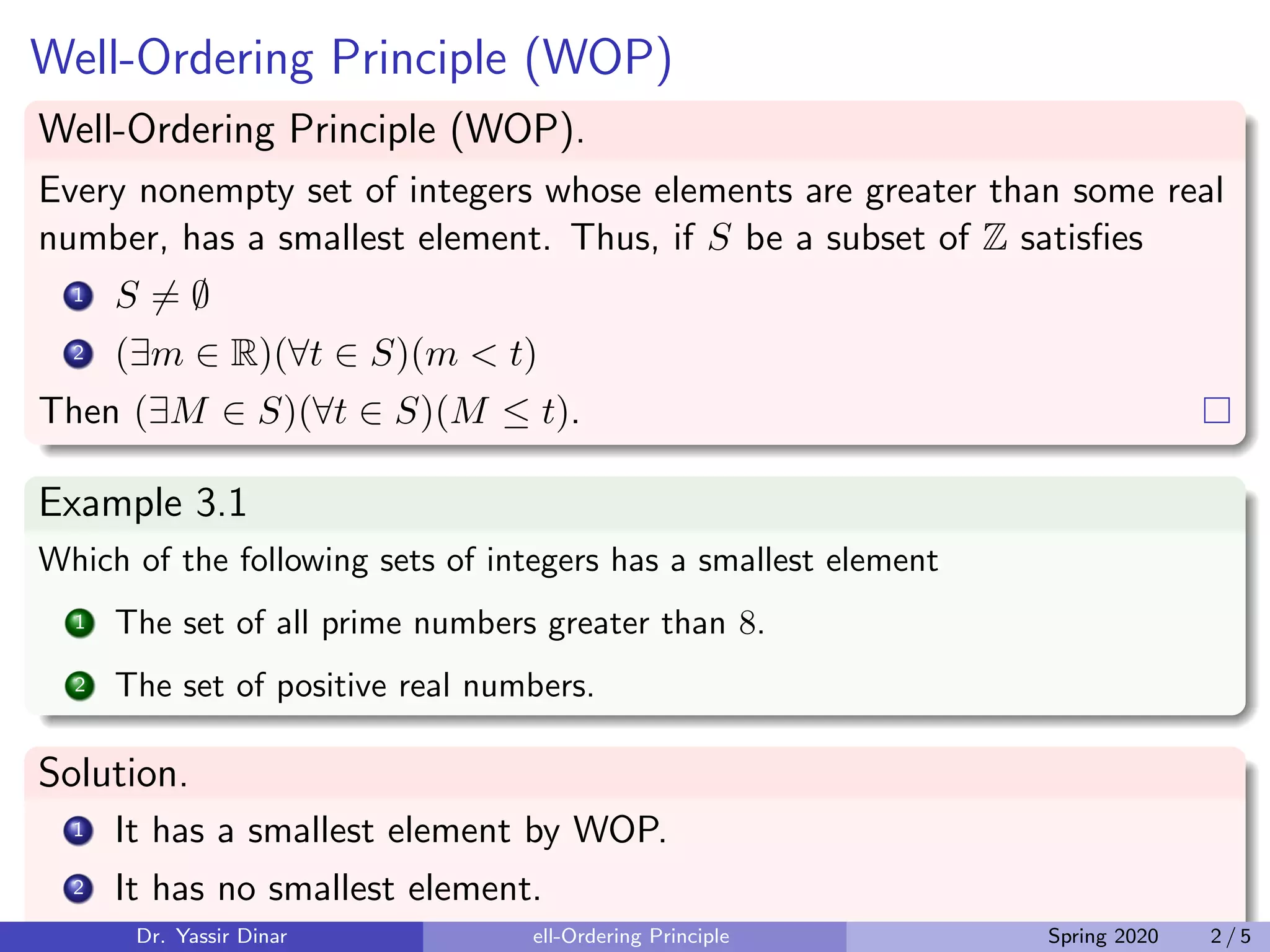 Well-Ordering Principle | PDF