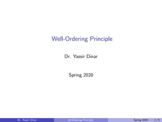 Well-Ordering Principle | PDF