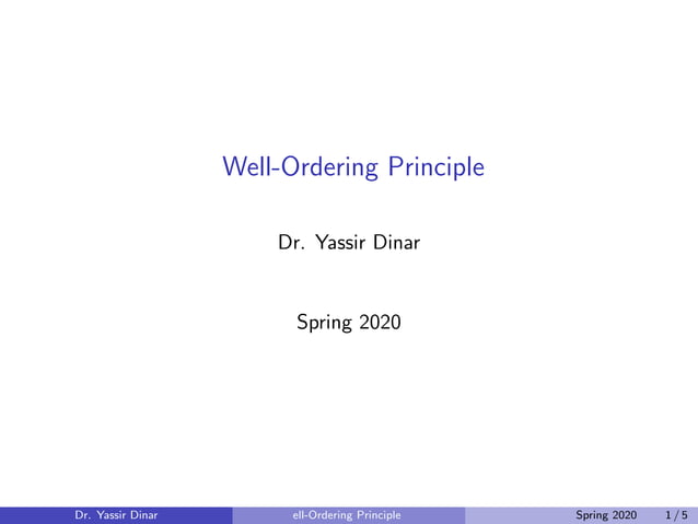 Well-Ordering Principle | PDF