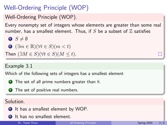Well-Ordering Principle | PDF Well-Ordering Principle | PDF