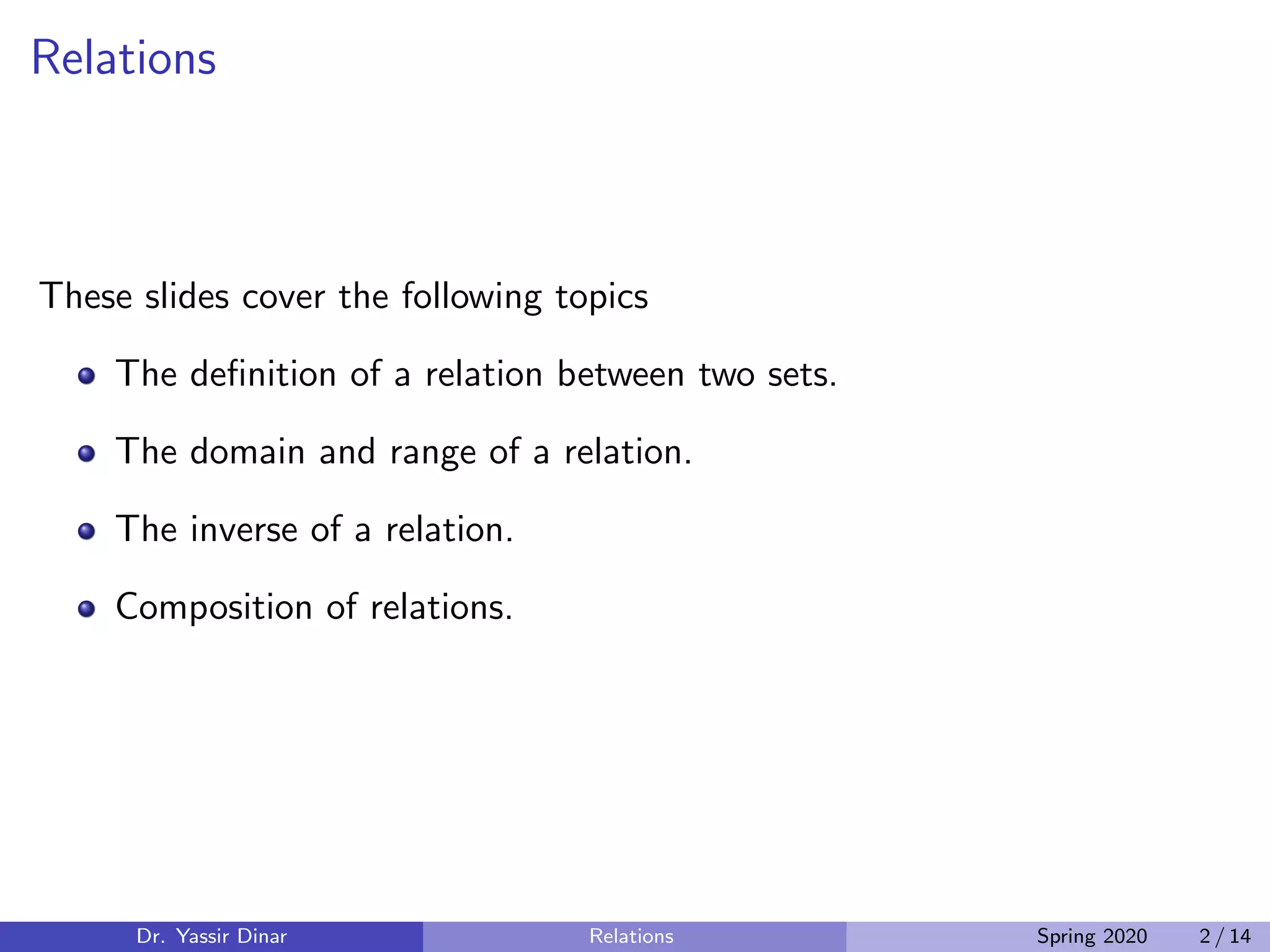 Relations between two sets | PDF