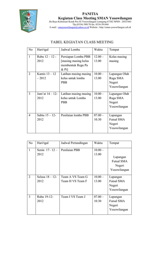 Class meeting proposal | DOCX