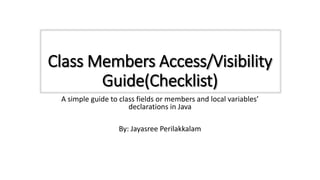 Class Members Access/Visibility Guide (Checklist) | PPTX | Programming ...