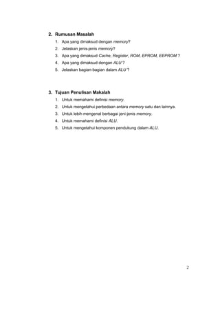 MAKALAH MEMORI - SISTEM DIGITAL | PDF