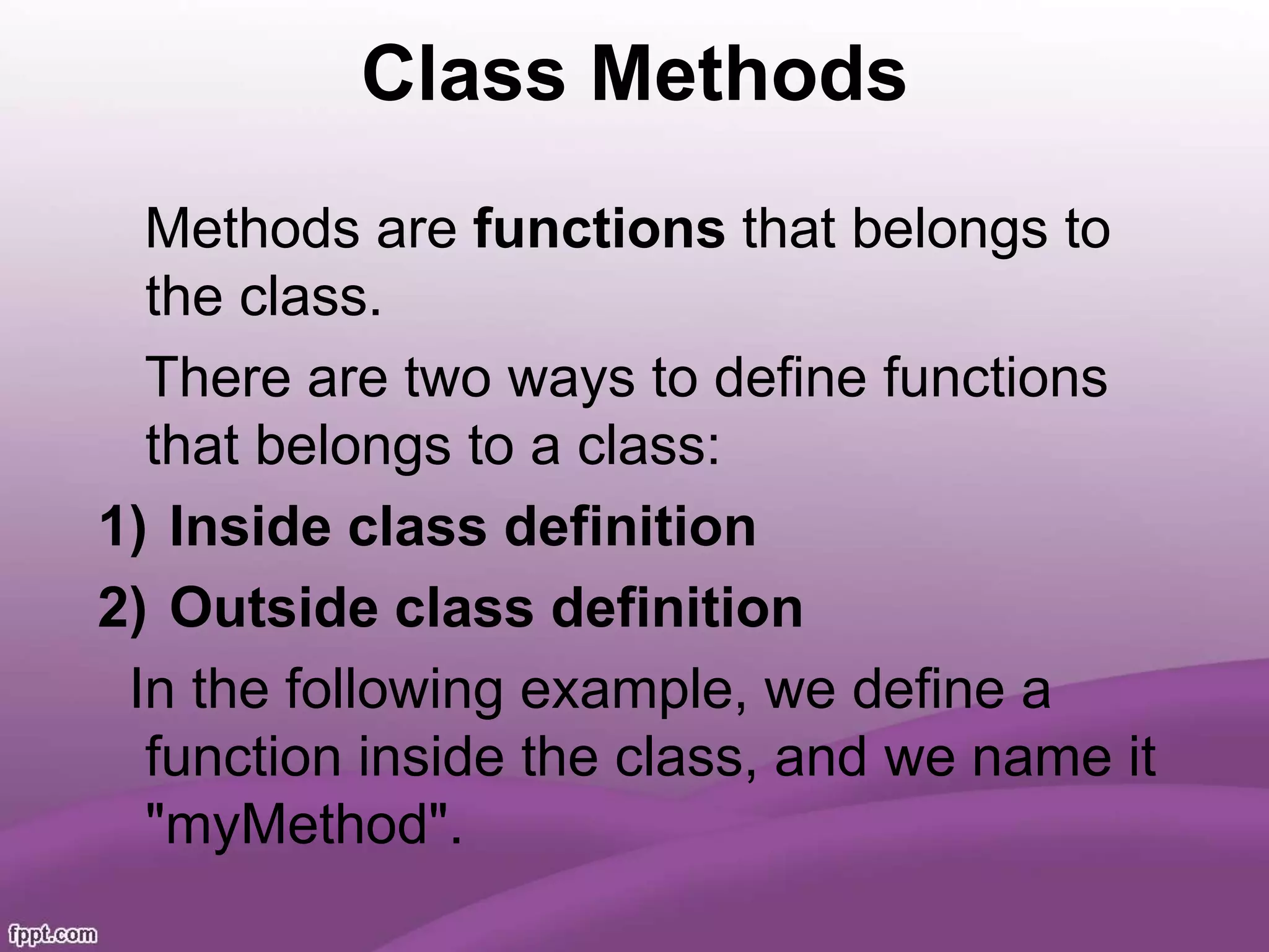 Creating Objects And Class Methods Ppt Free Download