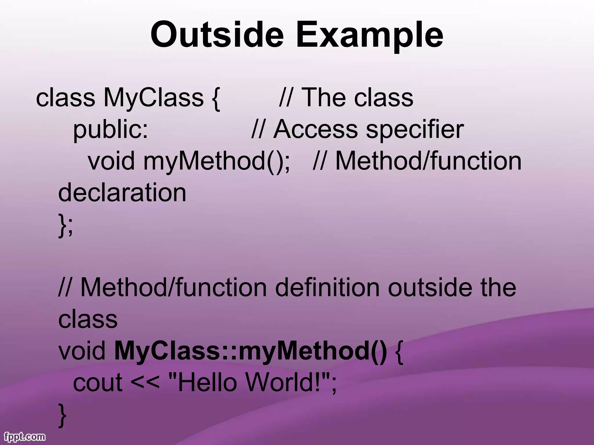 Creating Objects And Class Methods Ppt 