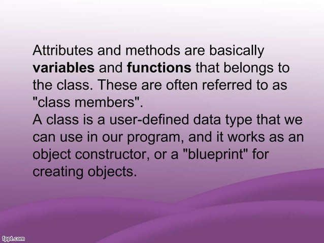 creating objects and Class methods | PPT