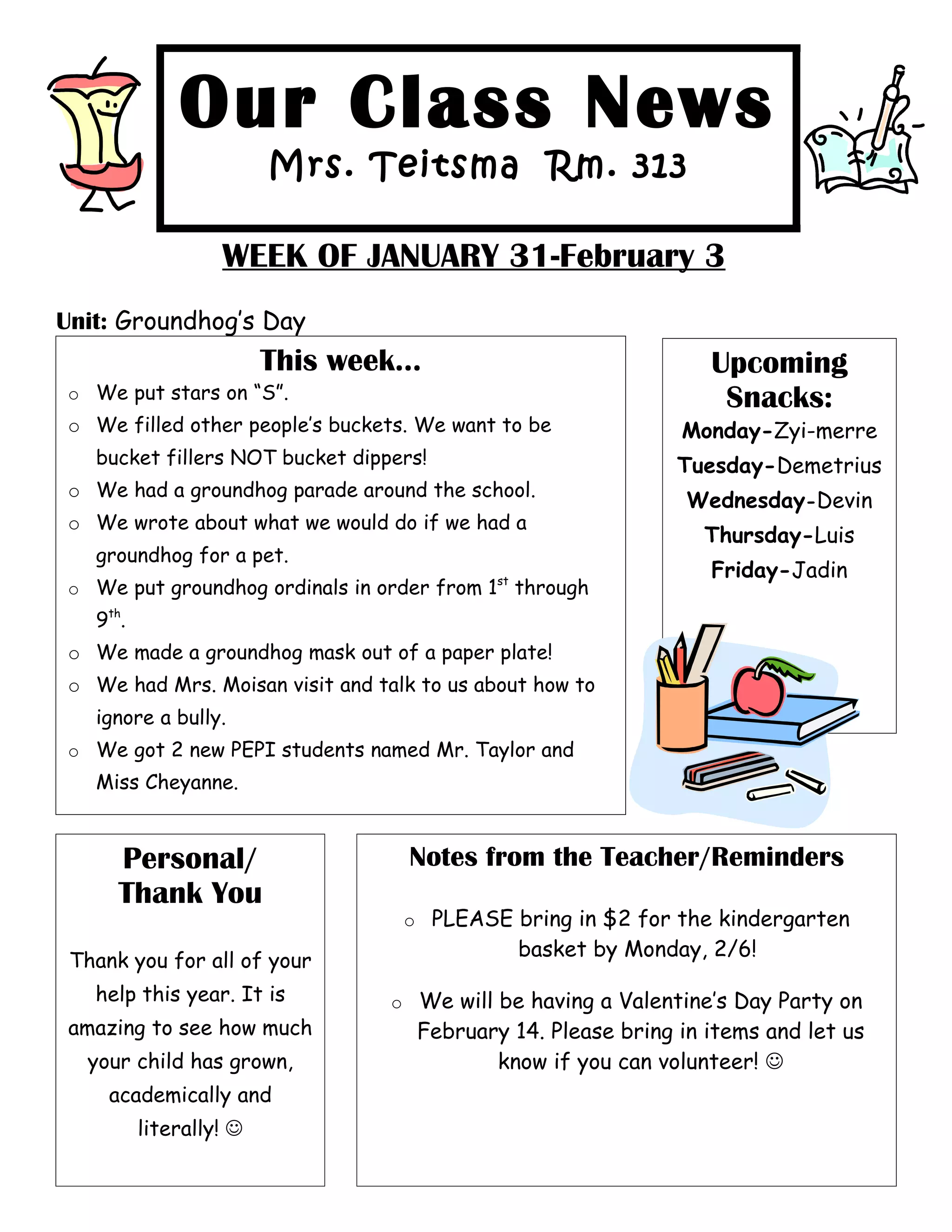 Class news letter | PDF | Primary Education | Education