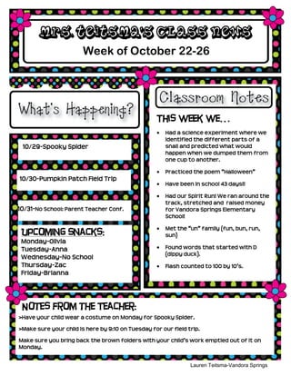 Class newsletter 10/26 | PDF