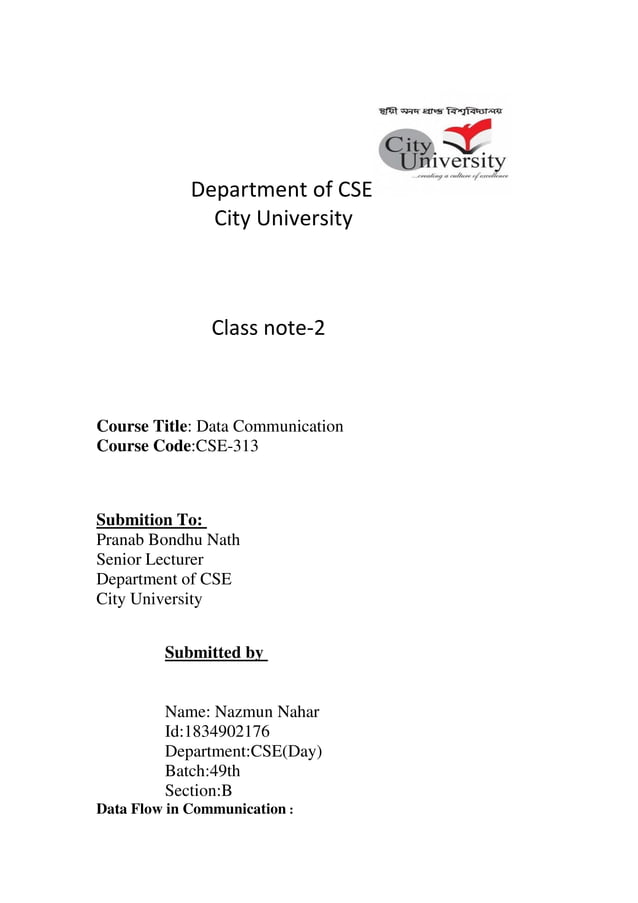 Class note.2.....nazmun nahar 1834902176 | PDF | Computer Networking | Computing