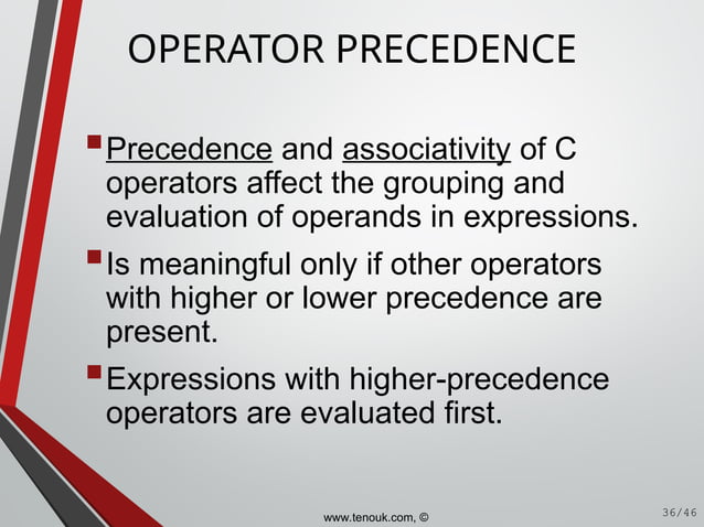 class noteson operetors in c programming .ppt