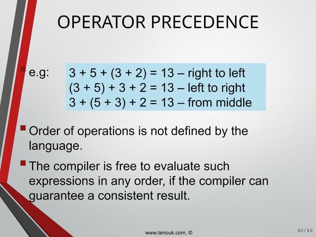 class noteson operetors in c programming .ppt