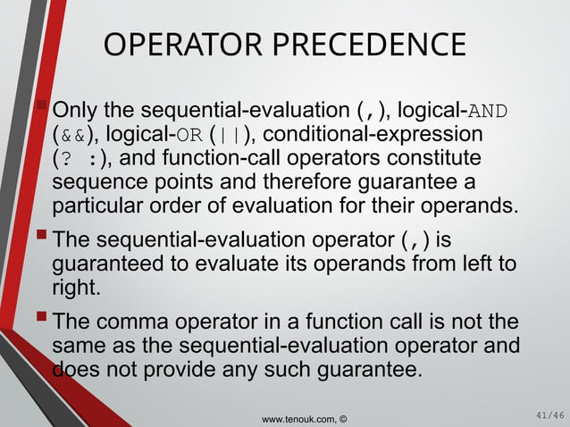 class noteson operetors in c programming .ppt