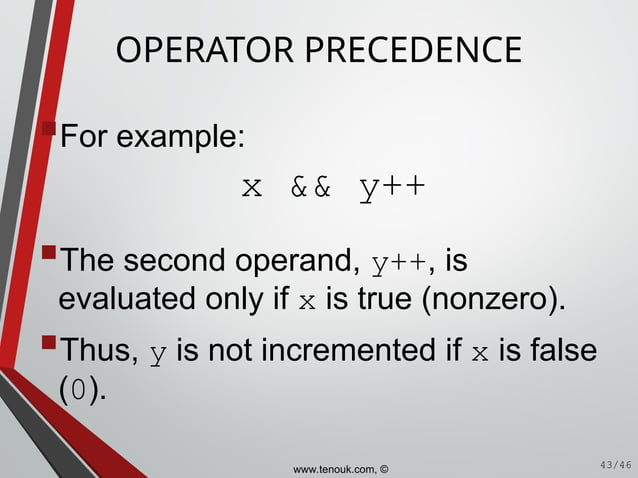 class noteson operetors in c programming .ppt