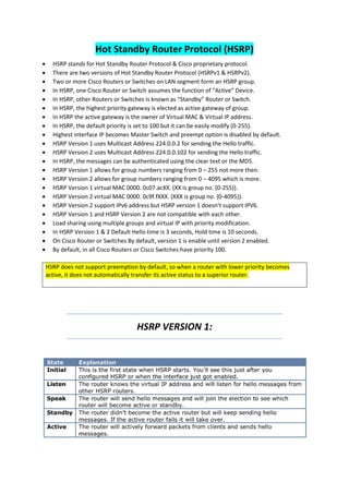 Class notes fhrp,hsrp,vrrp | PDF