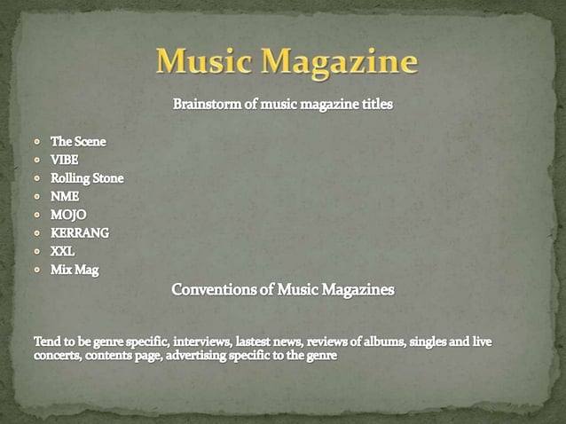 Class notes on magazine conventions | PPT