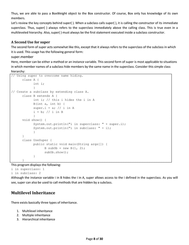 Class Notesweek 6 On Inheritance And Multiple Inheritance Pdf Programming Languages