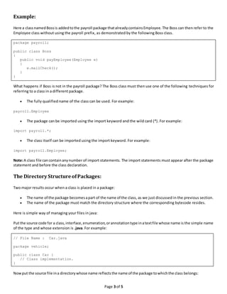 Class notes(week 7) on packages | DOCX | Programming Languages | Computing