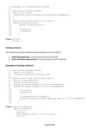 Class notes(week 9) on multithreading | PDF