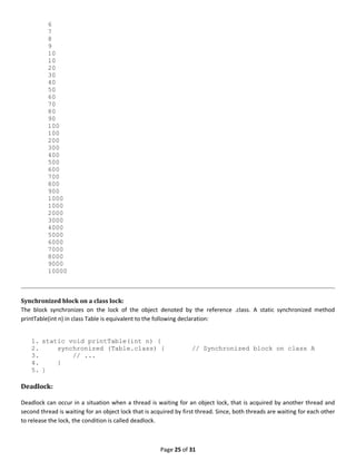 Class notes(week 9) on multithreading | PDF