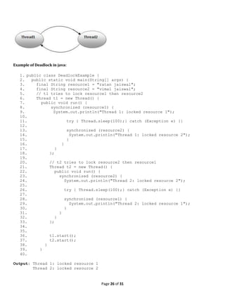 Class notes(week 9) on multithreading | PDF